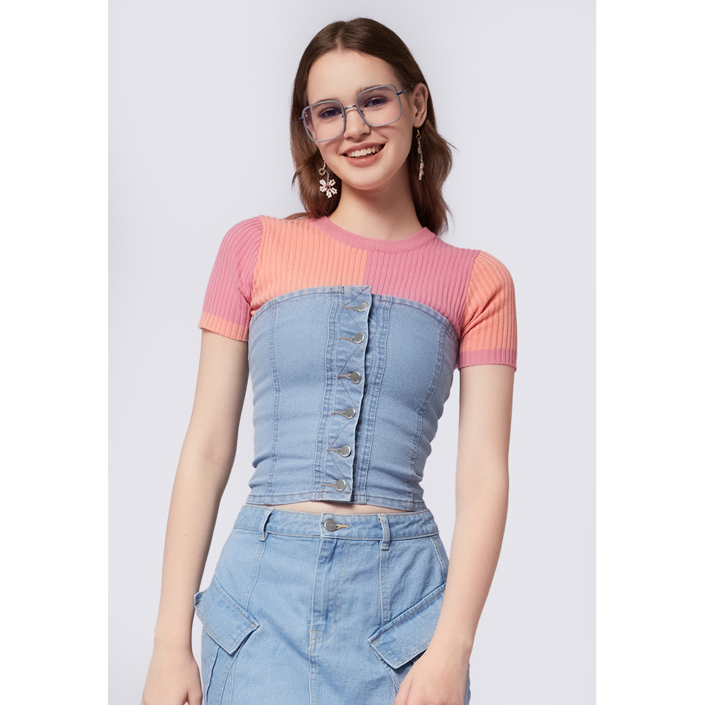 Jual COLORBOX Denim Tube Top Lt. Blue | Shopee Indonesia