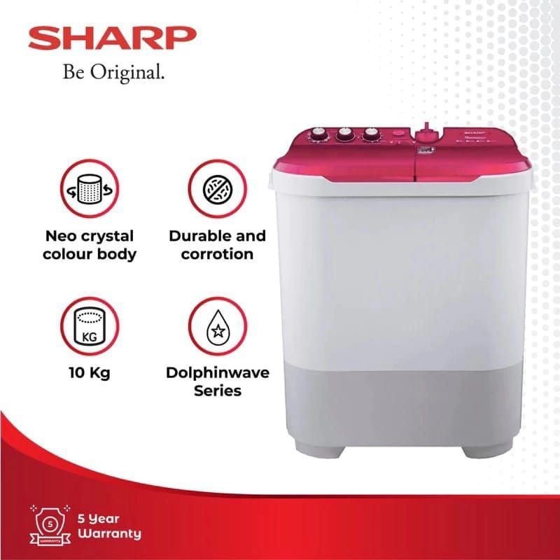 Jual Mesin cuci 2 tabung SHARP dholpinwave ES-T1090 (kapasitas 10 kg) | Shopee Indonesia