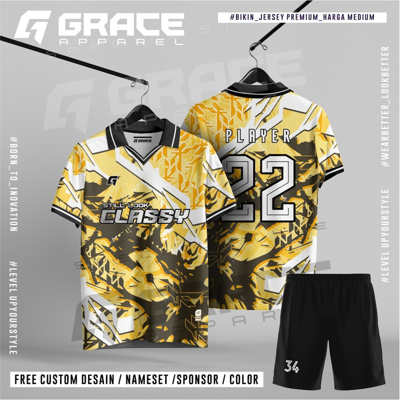 Jual PREMIUM JERSEY KAOS SANTAI BERKERAH kuning KAOS RETRO VINTAGE ...