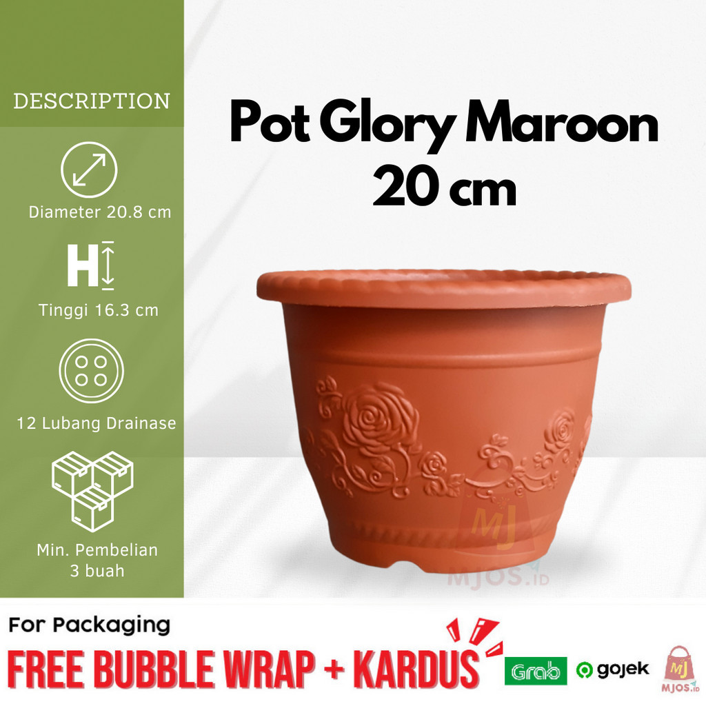 Jual Pot bunga tanaman hias plastik glory estetik motif bunga tebal ...