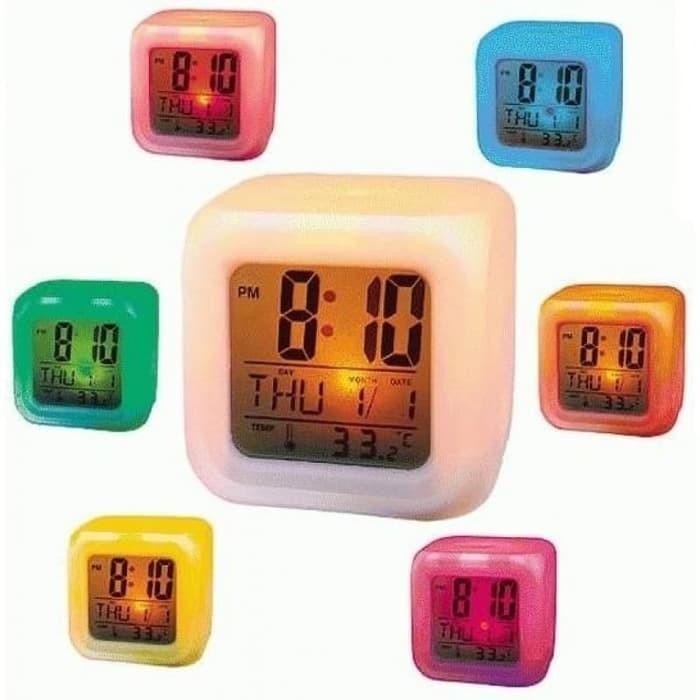 Jual JAM ALARM MOODY KOTAK JAM LED MEJA DIGITAL LAMPU LED JAM KUBUS 7 ...