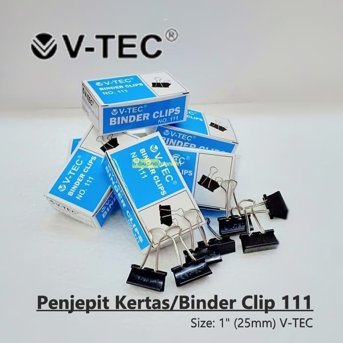 Jual Binder Klip/Jepit Kertas No.111 V-Tec Size: 1" (25Mm) | Shopee ...