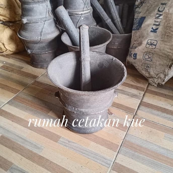 Jual Ready oke] lumpang besi tumbukan bumbu free alu besi diameter 16.5 ...