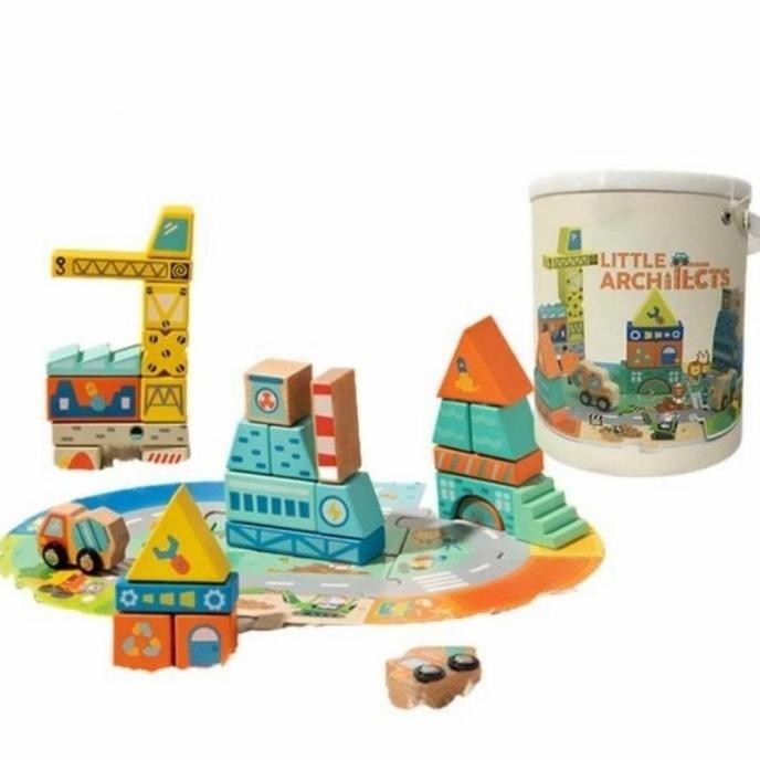 Jual MIDEER LITTLE ARCHITECT WOODEN BLOCK TOYS MAINAN ANAK SUSUN BALOK ...