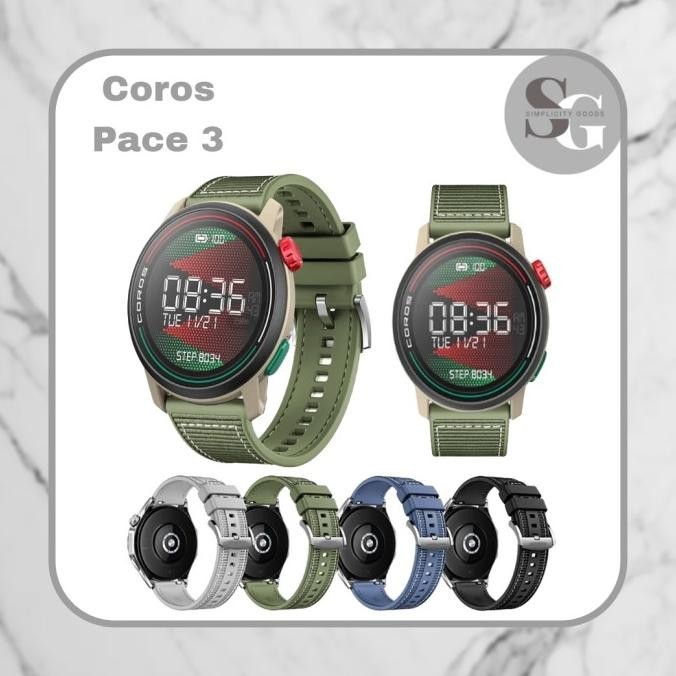 Jual Strap Coros Pace 3 Smart Watch Silicone Nylon Tali Jam Tangan 22Mm ...