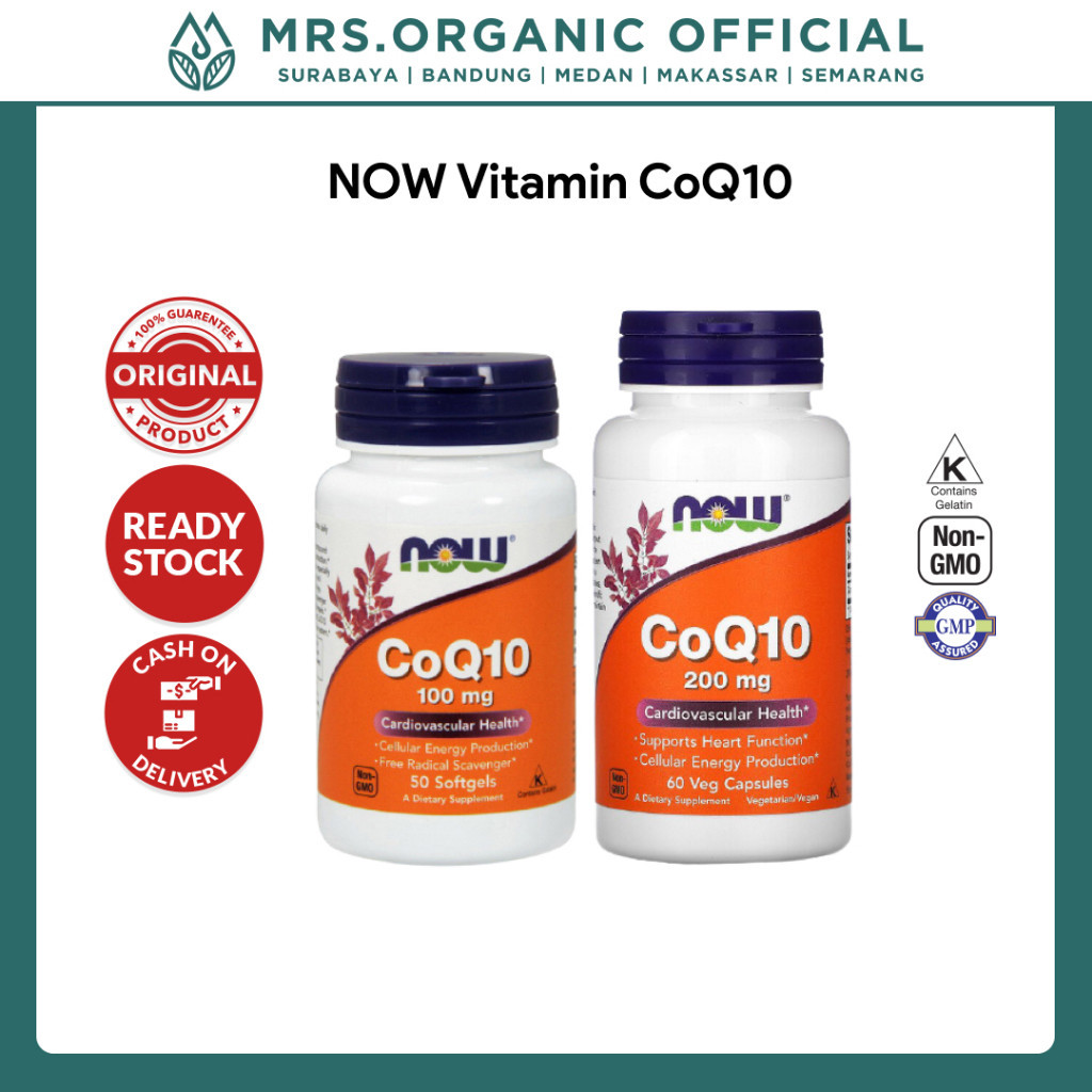 Jual Suplemen Vitamin Now CoQ10 100 mg 200 mg - Energi Kesehatan Jantung Hati | Shopee Indonesia