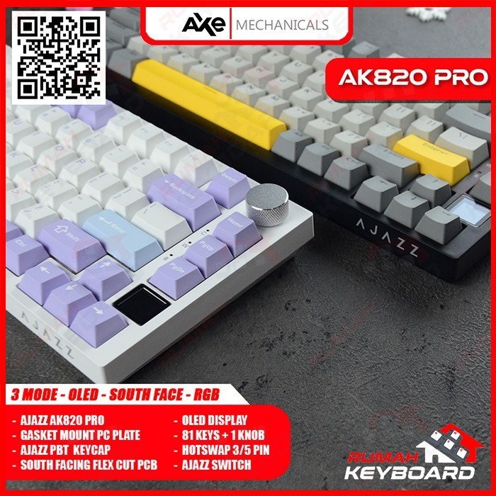 Jual Mechanical Keyboard - Ajazz Ak820 Pro - 75% - Oled - Gasket - South | Shopee Indonesia