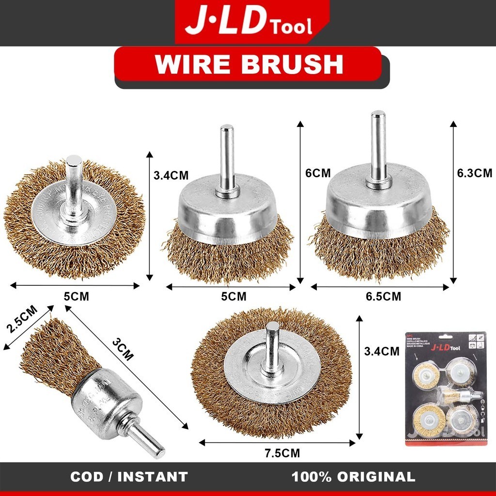 Jual JLD Mata bor sikat kawat besi set 3pcs/5 pcs wire brush bor ...