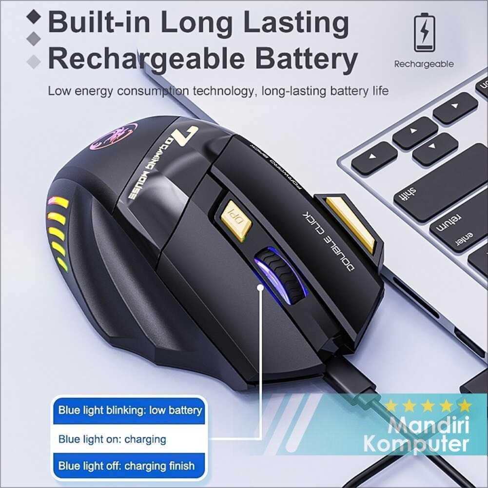 Jual Wireless Gaming Mouse Ergonomic RGB Rechargeable 3200 DPI - GW-X7 ...