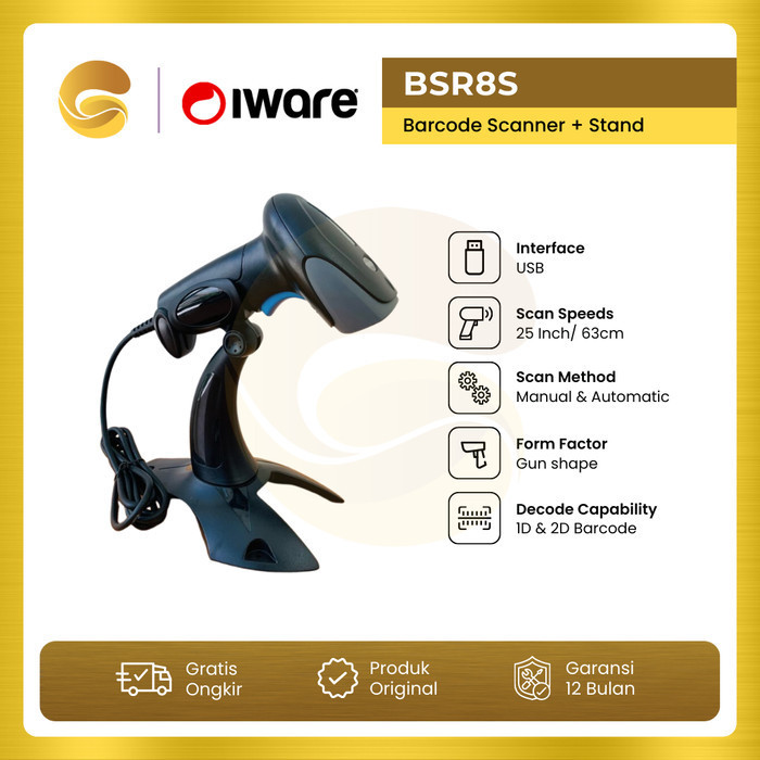 Jual Iware Barcode Scanner 2D Bs R8S + Stand Qr Code E-Faktur Bsr8S ...