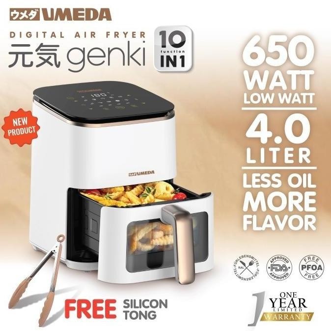 Jual Umeda Genki Air Fryer Low Watt 650W 4L / Penggorengan Tanpa Minyak Kenziemalfoy | Shopee ...