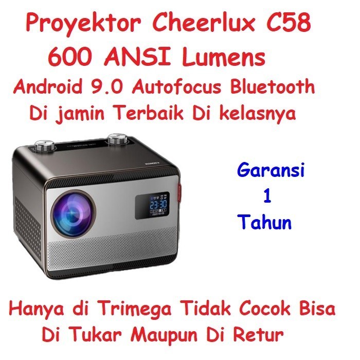 Jual Proyektor Cheerlux C58 Android 9 Wifi 600 ANSI Lumens Autofocus ...