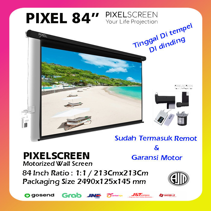 Jual Pixel Layar Proyektor Motorized 84 Inch Remote Otomatis | Shopee ...