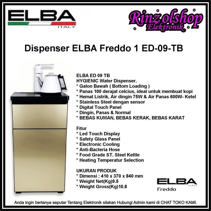 Jual Elba Water Dispenser Freddo Dispenser Air Galon Bawah Ed 09 Tb ...