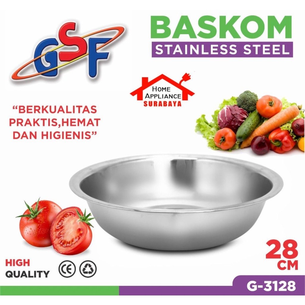 Jual S45 WASKOM - BASKOM STAINLESS STEEL TEBAL SERBAGUNA GSF 28CM ...