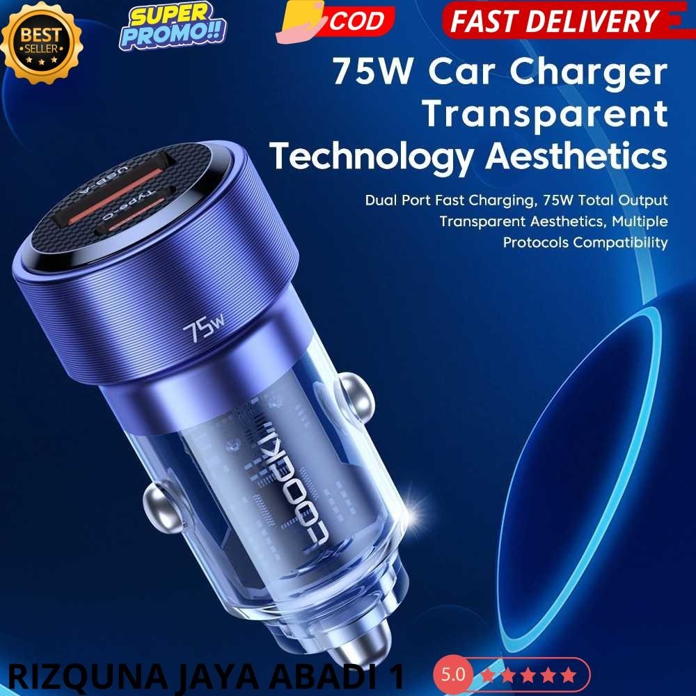 Jual Toocki Car Charger Fast Charging Dual Port USB Type C 75W - TQ ...