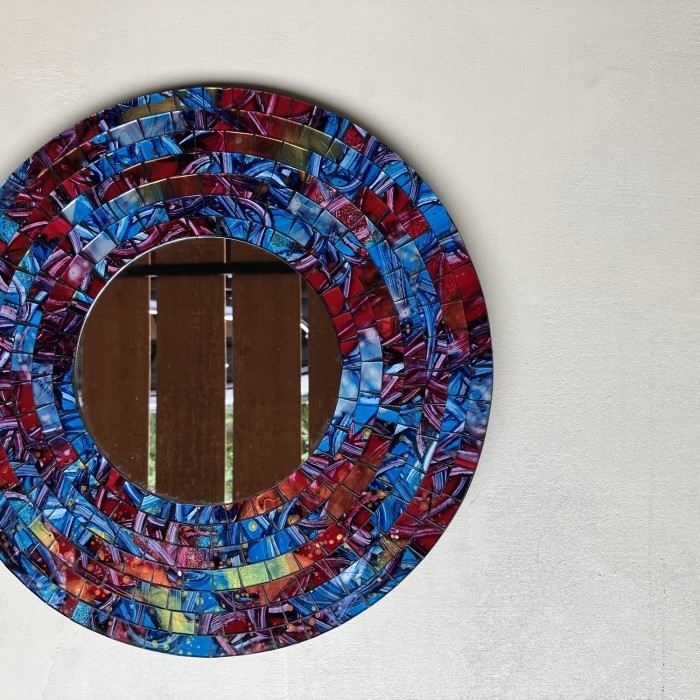 Jual Cermin Dinding Aestetik Mozaik Kaca Handmade Diameter 40Cm ...
