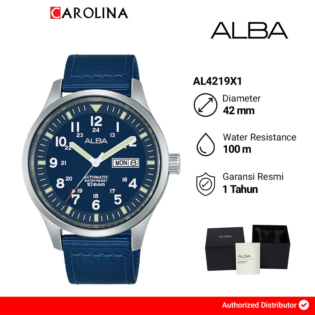 Jual Jam Tangan Pria Alba AL4219X1 Automatic Blue Dial Blue Nylon Strap ...
