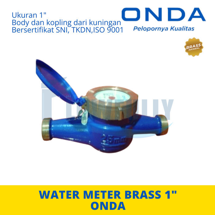 Jual METERAN AIR WATER METER BRASS KUNINGAN ONDA 1 inch ORIGINAL | Shopee Indonesia