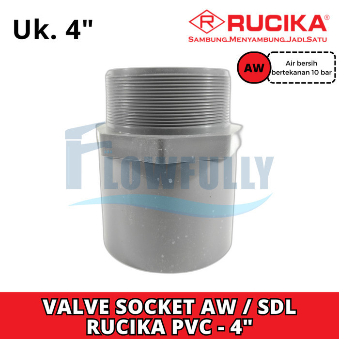 Jual VALVE SOCKET AW 4 inch RUCIKA SOK DRAT LUAR TS TEBAL PVC | Shopee ...