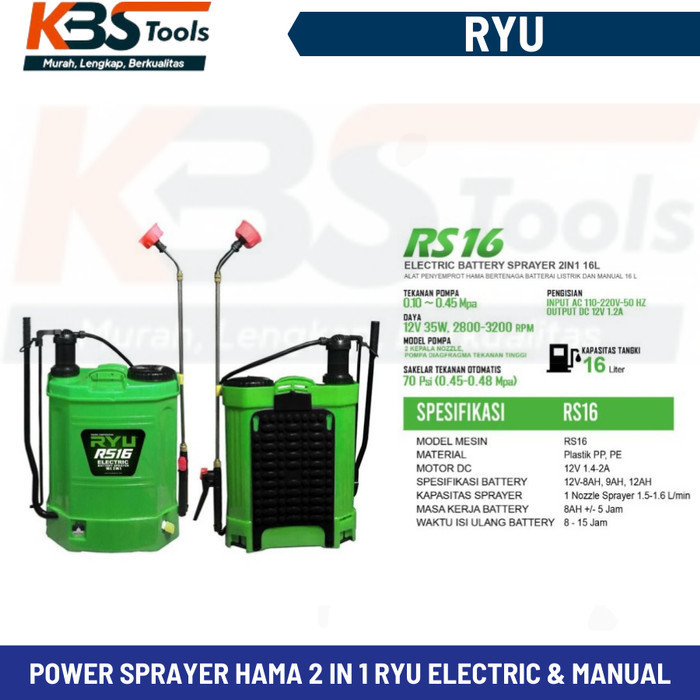 Jual Ryu Semprotan Hama 2 In 1 Electric Dan Manual 16 L Power Sprayer ...