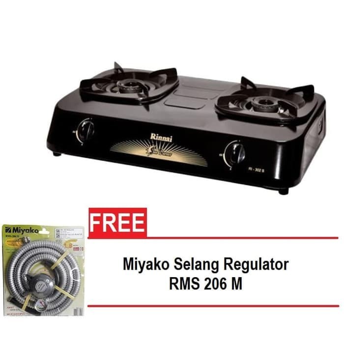 Jual Rinnai kompor gas 2 tungku RI-302S + Miyako selang Regulator RMS ...