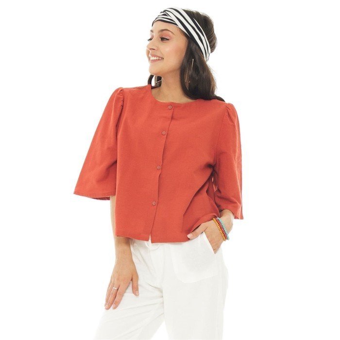Jual Nava Blouse in Teracota - Beatrice Clothing | Shopee Indonesia