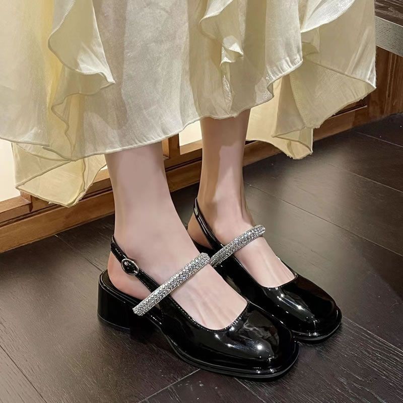 Jual Mary Jane Sepatu Mid Heel Baru Toe Cap Sandal Wanita Chunky Heel ...