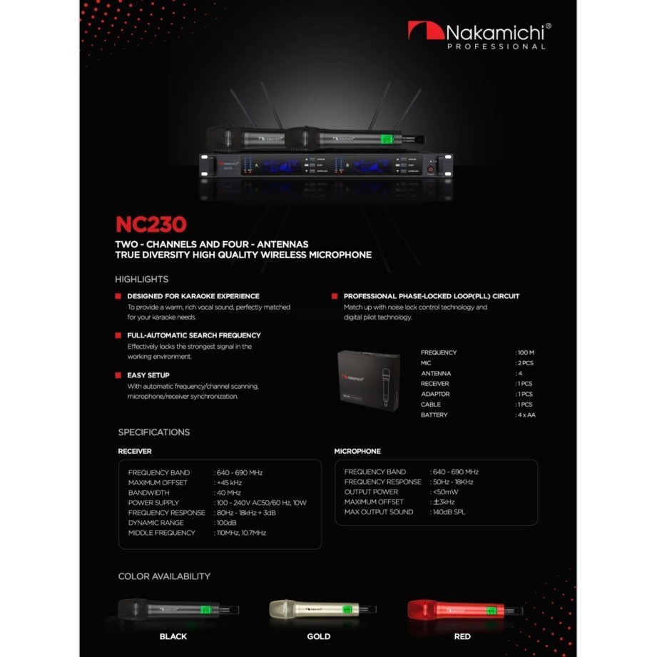 Jual Nakamichi Nc 230 - 2 Mic Handheld - 4 Antenna - Black - Body Besi ...