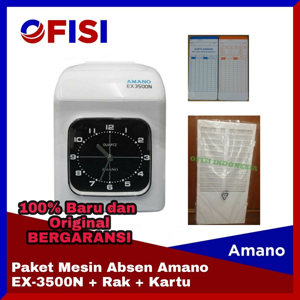 Jual Promo 1 Hari Paket Mesin Absen Amano EX3500, Rak Kartu dan Kartu ...