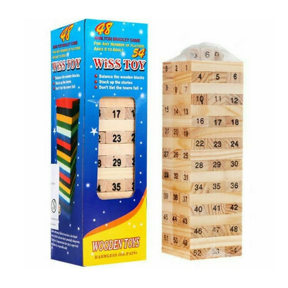 Jual Original Babyboz - Permainan Balok Kayu Wooden Tower Blocks Mainan ...