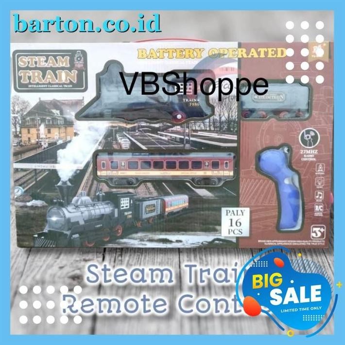 Jual MAINAN REMOTE CONTROL STEAM TRAIN KERETA ASAP UAP GERBONG 16PC REL ...