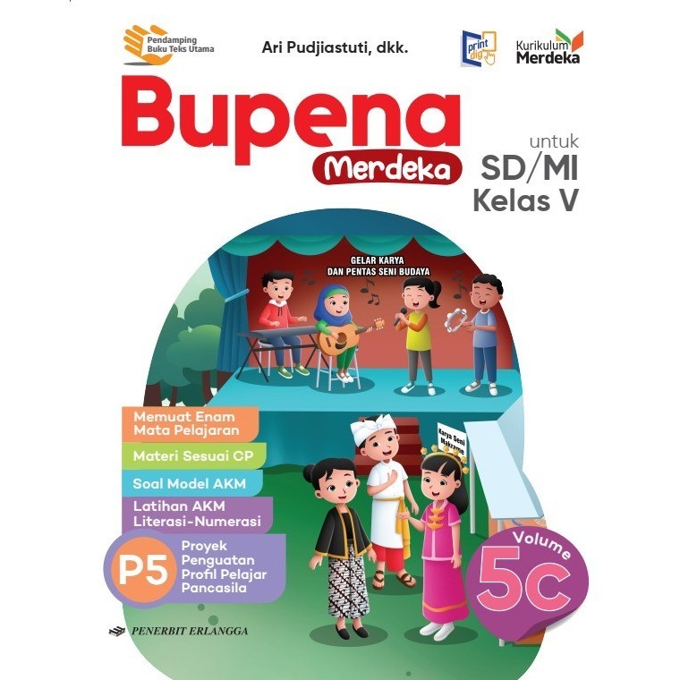 Jual 0023713960 - BUKU ERLANGGA (ORIGINAL) BUPENA MERDEKA SD/MI KELAS 5C KURIKULUM MERDEKA ...