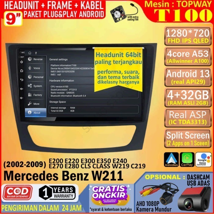 Jual Paket Headunit Android 9 inch + Frame + PNP Canbus Mercedes Benz ...
