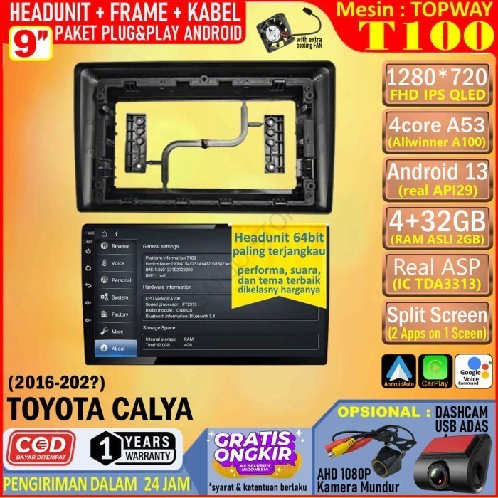 Jual Paket Headunit Android 9 inch + Frame + Soket PNP Toyota Calya ...