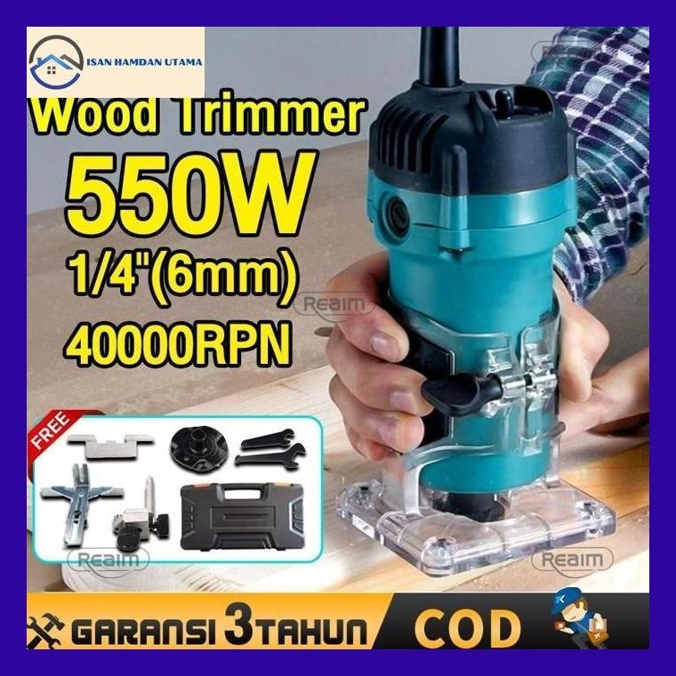 Jual Reaim Wood Trimmer 550W 1/4" 6 Mm Mesin Profil Router Trimmer Kayu ...