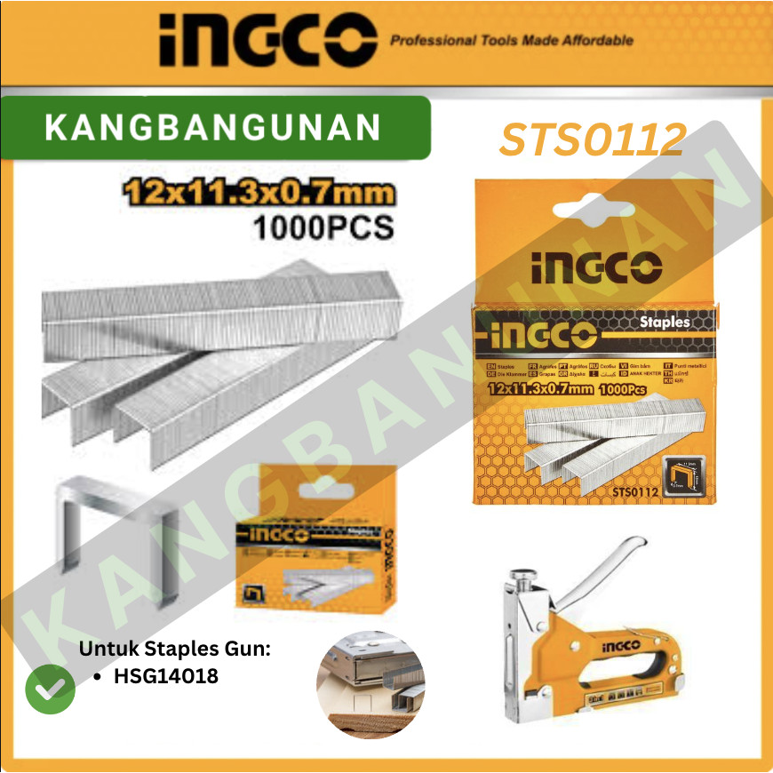 Jual INGCO STS0112 Refill Staples tembak (12mm x 0.7mm) isi 1000pcs ...