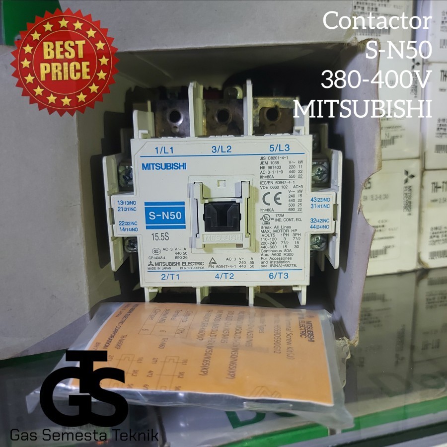 Jual KONTAKTOR MITSUBISHI S-N50 380V | CONTACTOR SN50 COIL 380V ...