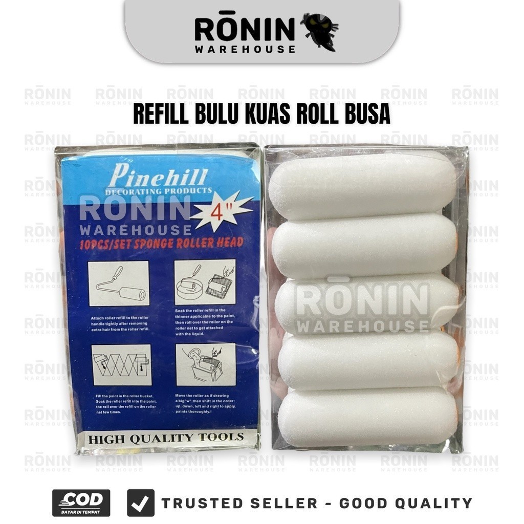 Jual [10 pcs] PINEHILL Bulu Kuas Roll Busa 4 inch Rol Cat Tembok ...