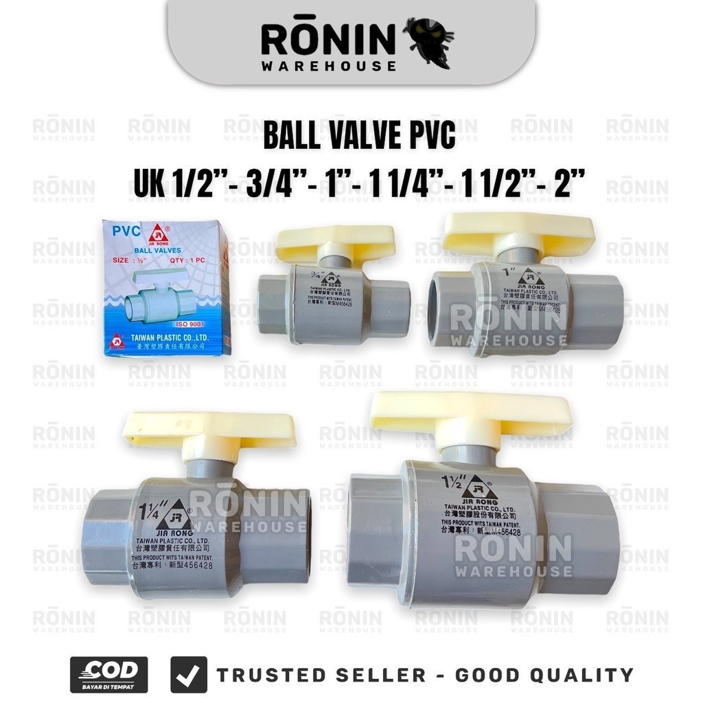 Jual JIA RONG Ball Valve PVC 1 1/4 1 1/2 2 inch Stop Kran Pipa Plastik ...