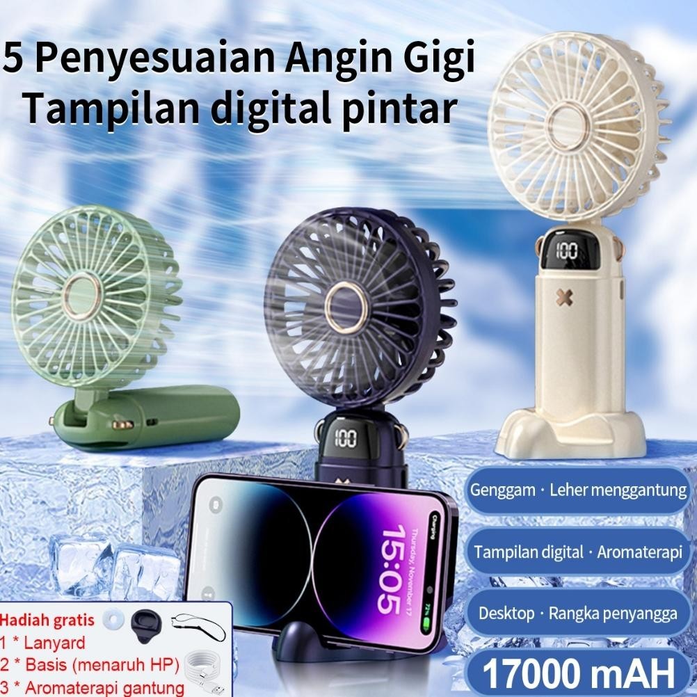 Jual KIPAS ANGIN MINI PORTABLE USB 17000 MAH KIPAS LIPAT 5-SPEED WIND ...
