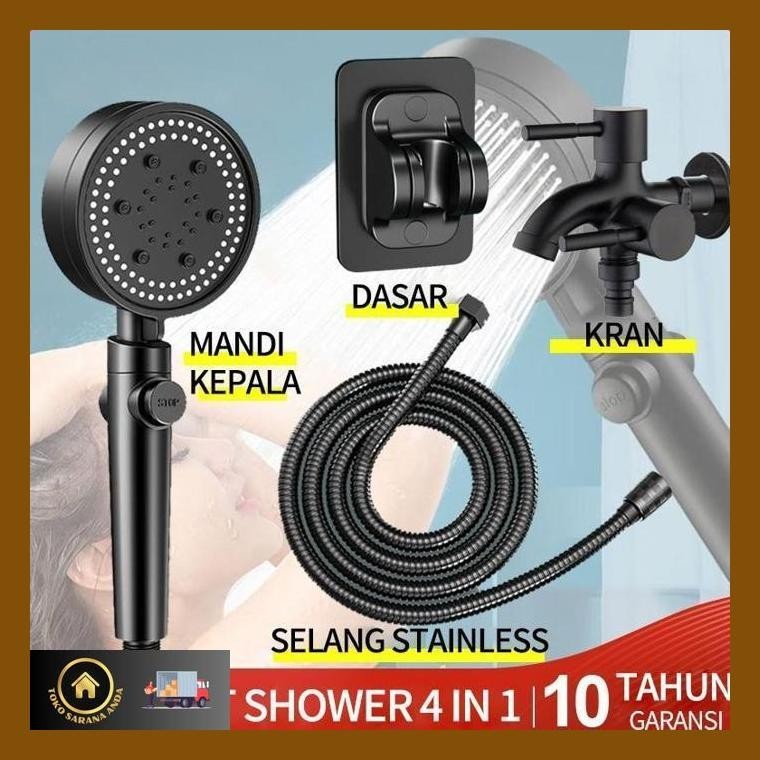 Jual Sarana Kepala Shower Mandi Hitam Premium Set 4 In 1 | Shopee Indonesia