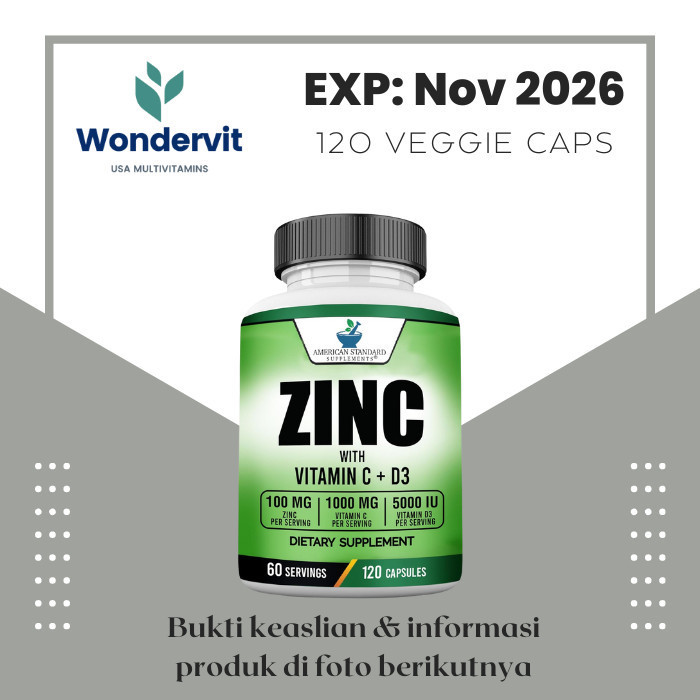 Jual American Standard Supplements Zinc 100 Mg Vitamin C 1000 Mg D3 5000 Iu | Shopee Indonesia