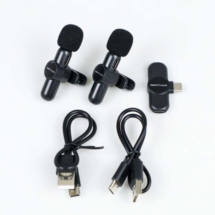Jual Microphone 2 In 1 Wireless Lavalier Mic Usb Type-C Untuk Vlog ...