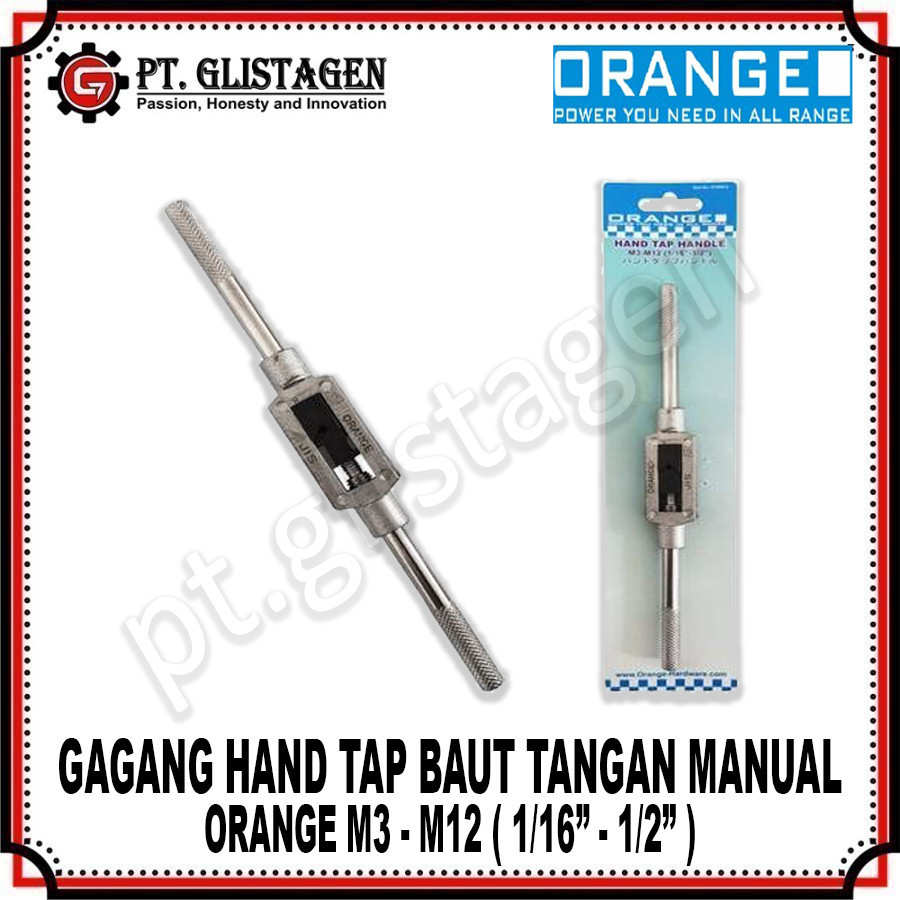 Jual ORANGE Gagang Hand Tap M3-M12 1/16"-1/2" Handle Stang Tap Manual ...