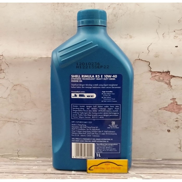 Jual Oli Shell Rimula R5E R5 E 10W-40 1 L Heavy Duty Diesel Engine Oil ...