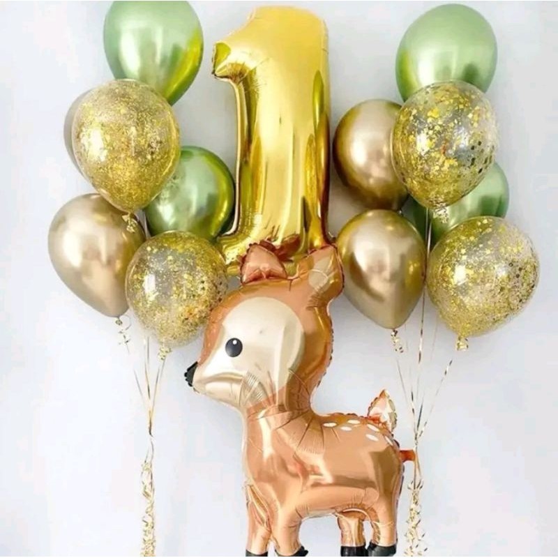 Jual PAKET BALON RUSA DEER ANGKA GOLD 80cm | Shopee Indonesia