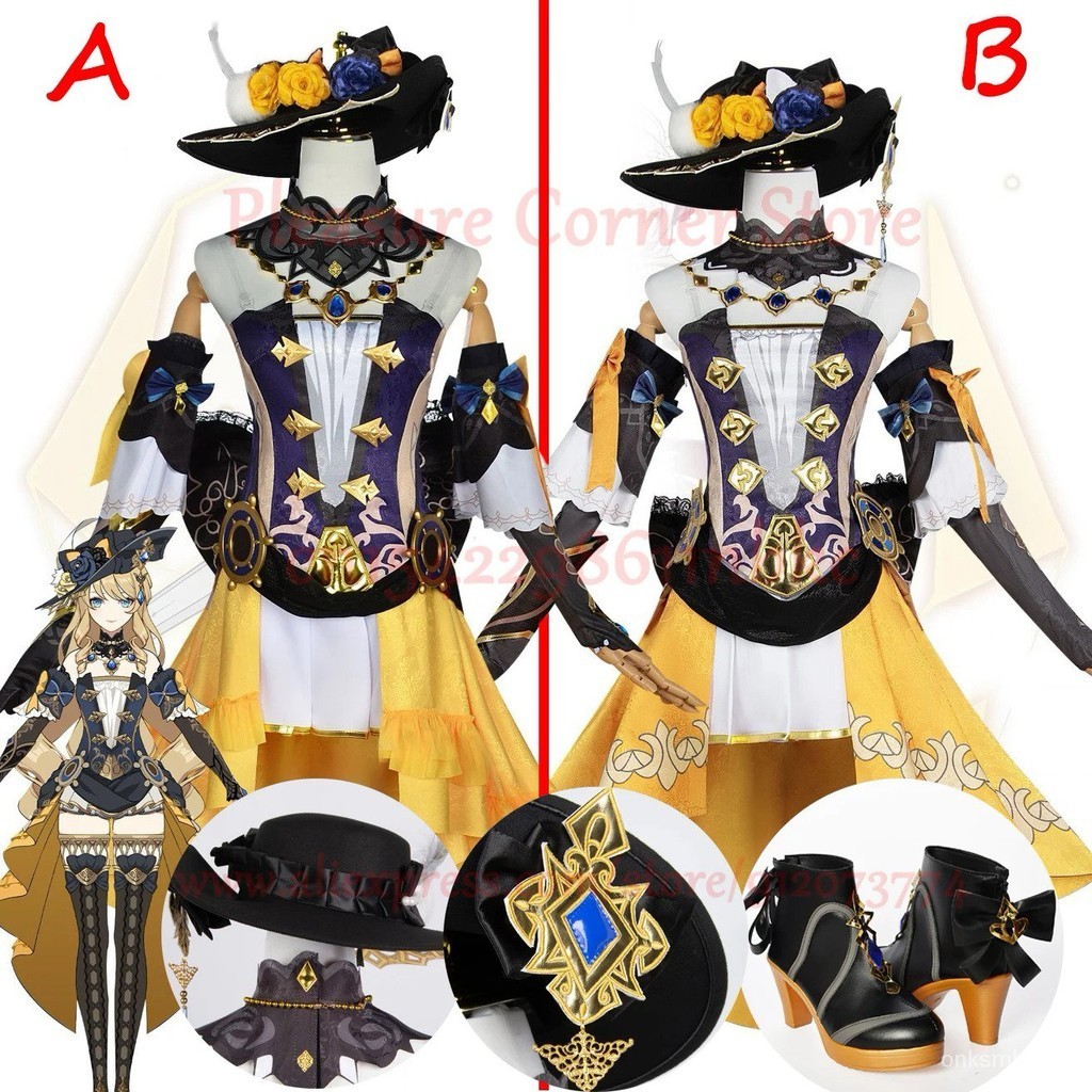 Jual 2 styles Navia Cosplay Costume Full Set Outfit Uniform Dress Hat ...