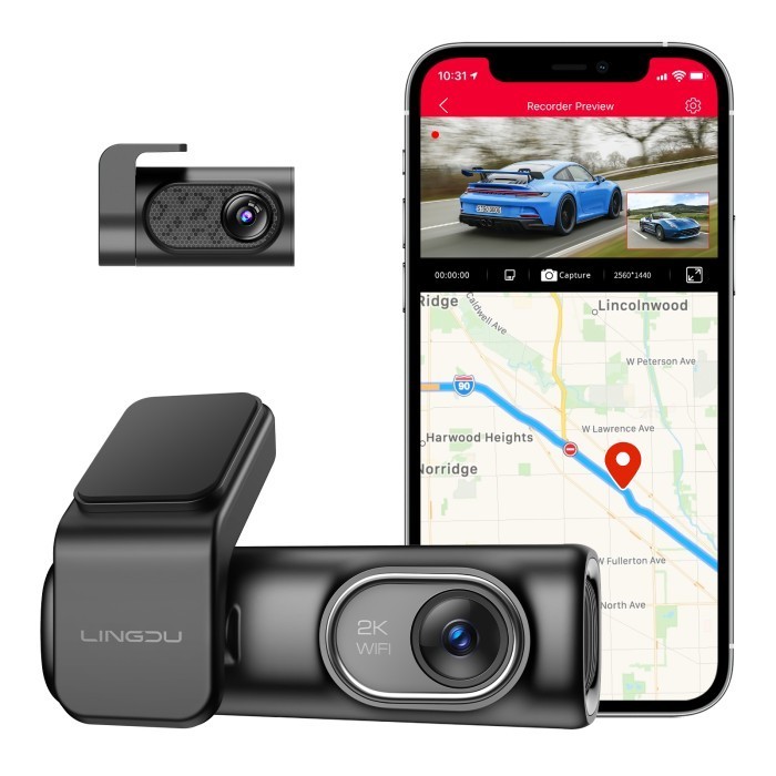 Jual Ready Lingdu Dashcam D200- 3K (Front 2K+ Rear 1K)-Night Vision ...