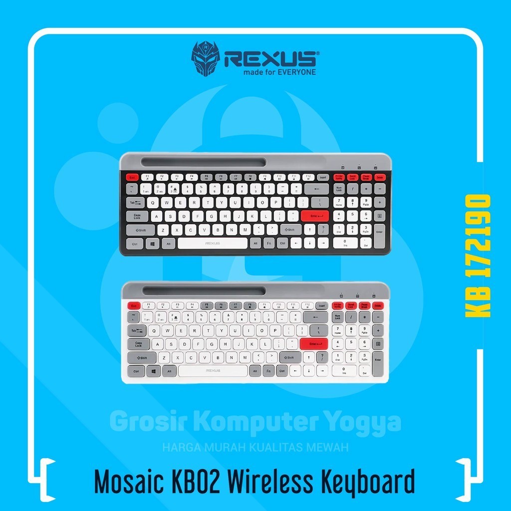 Jual Rexus Mosaic KB02 3-Tone Color Dual Connection Wireless Keyboard ...